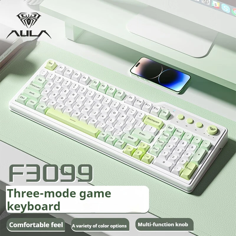 Aula F3099 Tri-Mode Wireless Silent Keyboard Mechanical Feel Compatible ...