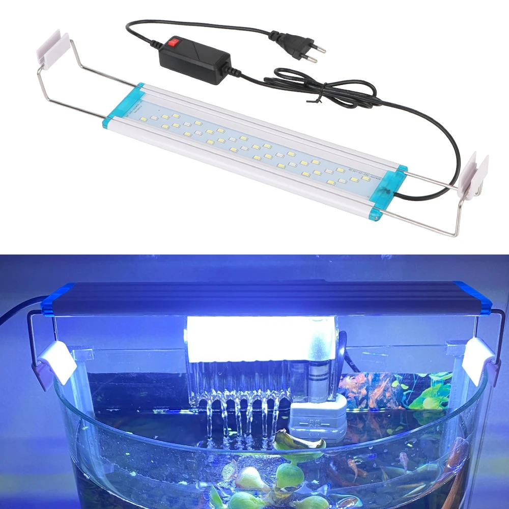 EU-US-Plug-White-Blue-Super-Slim-Aquarium-LED-Light-Clip-Lamp-28-48cm ...
