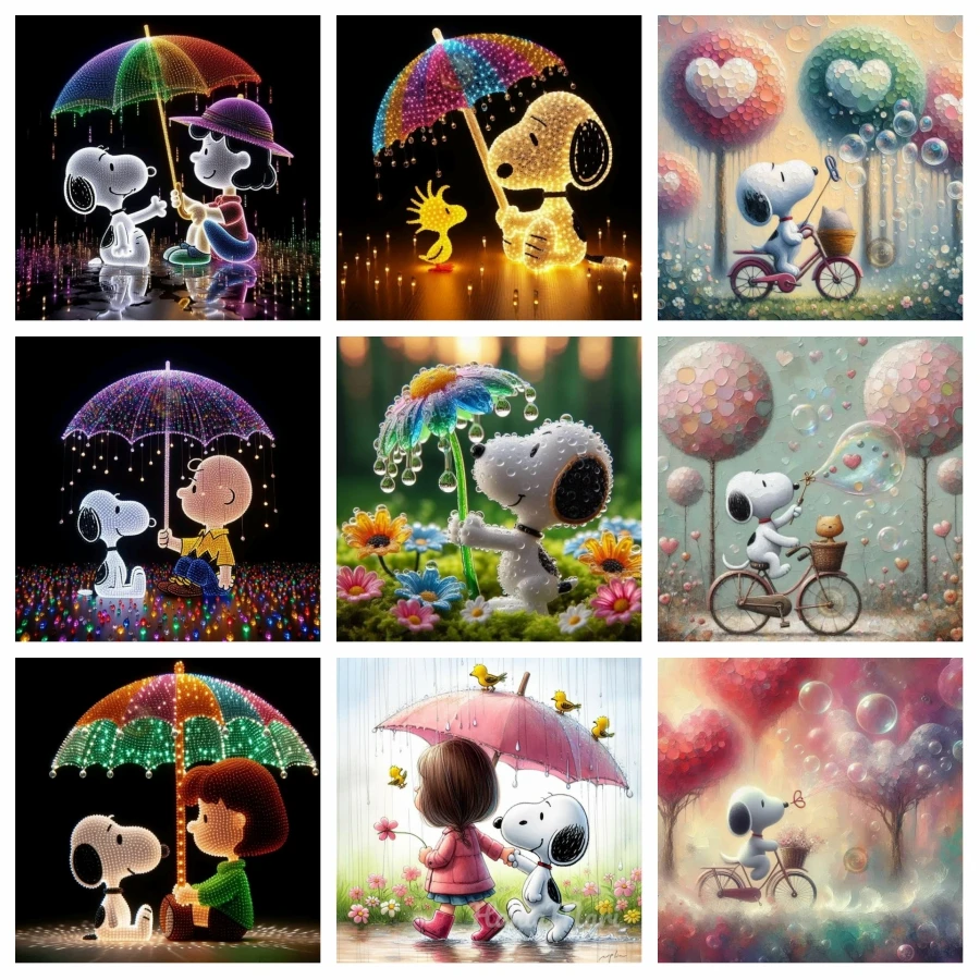 Lindo-perro-Snoopy-y-Woodstock-5d-Diy-diamante-pintura-arte-Charlie ...