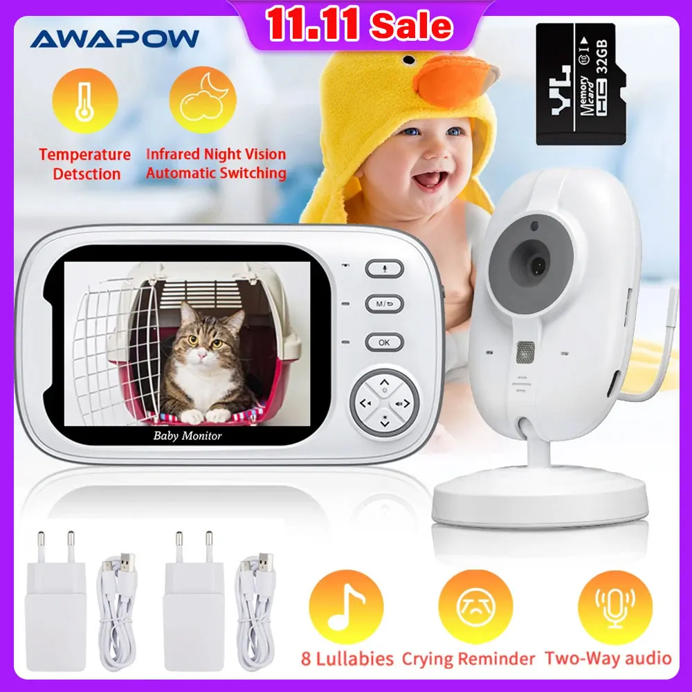 Awapow-Video-Pet-Baby-Monitor-Wireless-HD-Kids-Surveillance-Camera-With ...