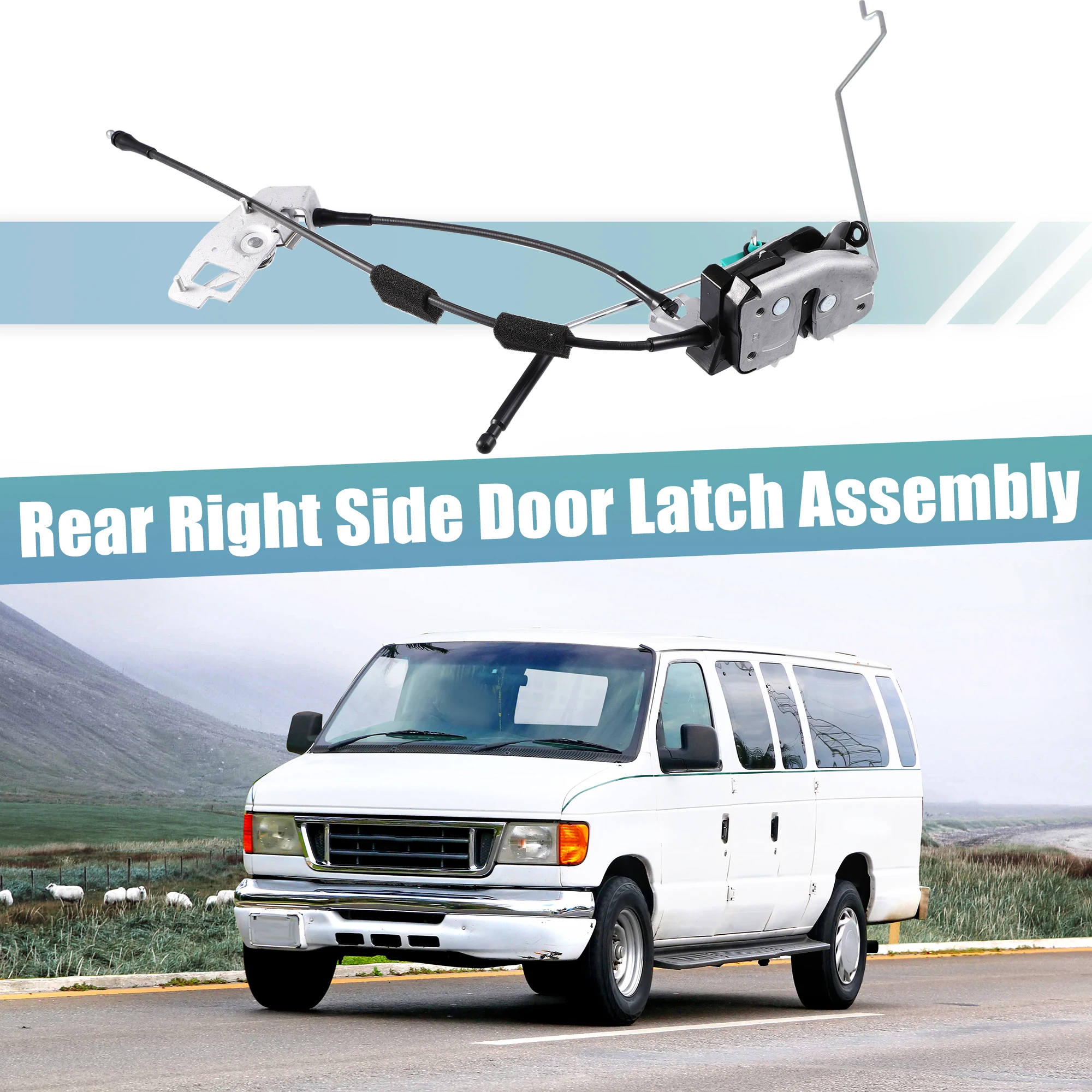 X Autohaux Car Rear Right Side Door Lock Latch Assembly W/ Cable Rod ...