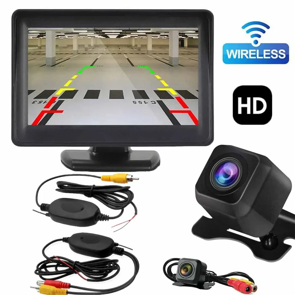 Wireless-Car-Reversing-Backup-Camera-4-3-inch-Vehicle-Rear-View-Monitor ...