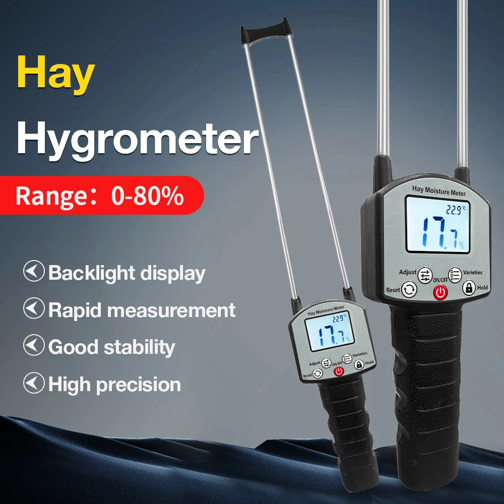 LCD Display Hay Moisture Meter TK100H Forage Humidity Tester 0-80% ...