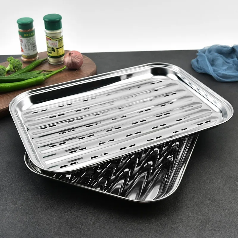 Stainless-steel-grill-tray-with-holes-rectangular-grilled-fish-tray ...