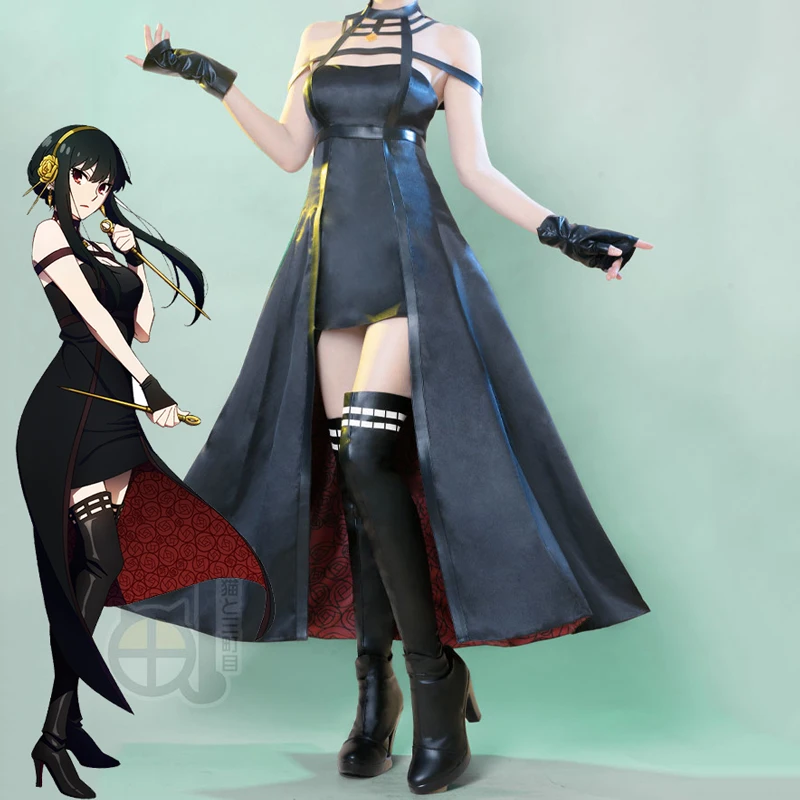 New-Anime-SPY-FAMILY-cos-Yor-Forger-Cosplay-Slim-fit-leather-Dress-with ...