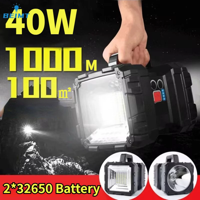 40W-High-Power-LED-Flashlight-Handheld-FloodLight-Searchlight-for-Camp ...