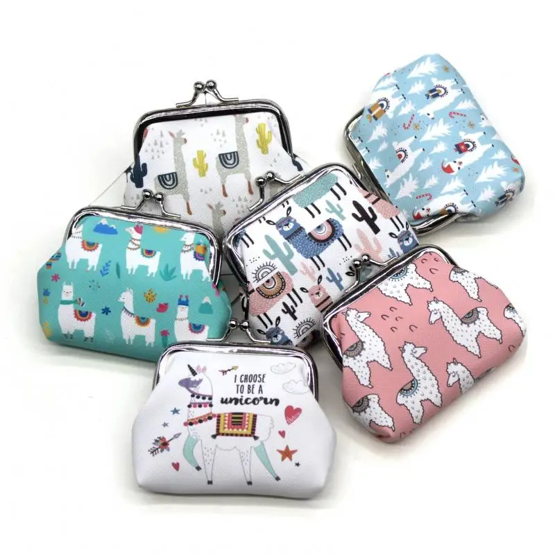 Mini Wallets Cartoon Alpaca Women Girls Cute Kids Coin Purses Ladies ...