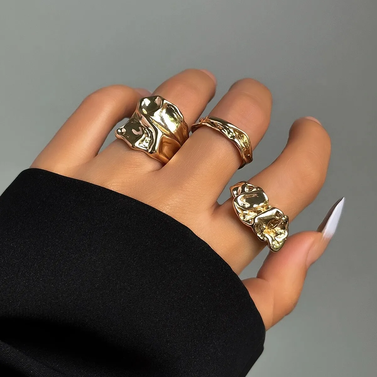 Anillos-de-pu-o-irregulares-gruesos-Punk-para-mujeres-anillos-de-u-as ...