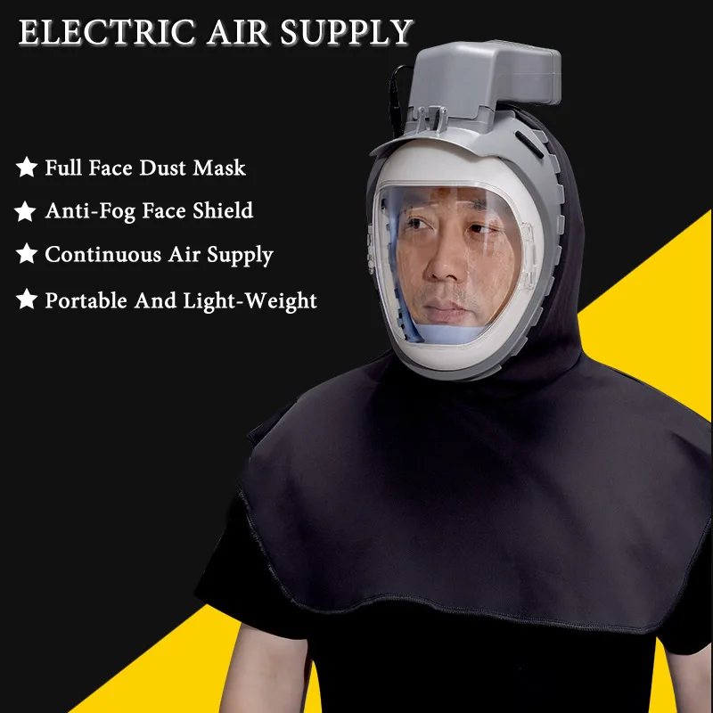 Full Cover Electric Powered Air Supply Dust Mask Hat Dustproof Hood ...