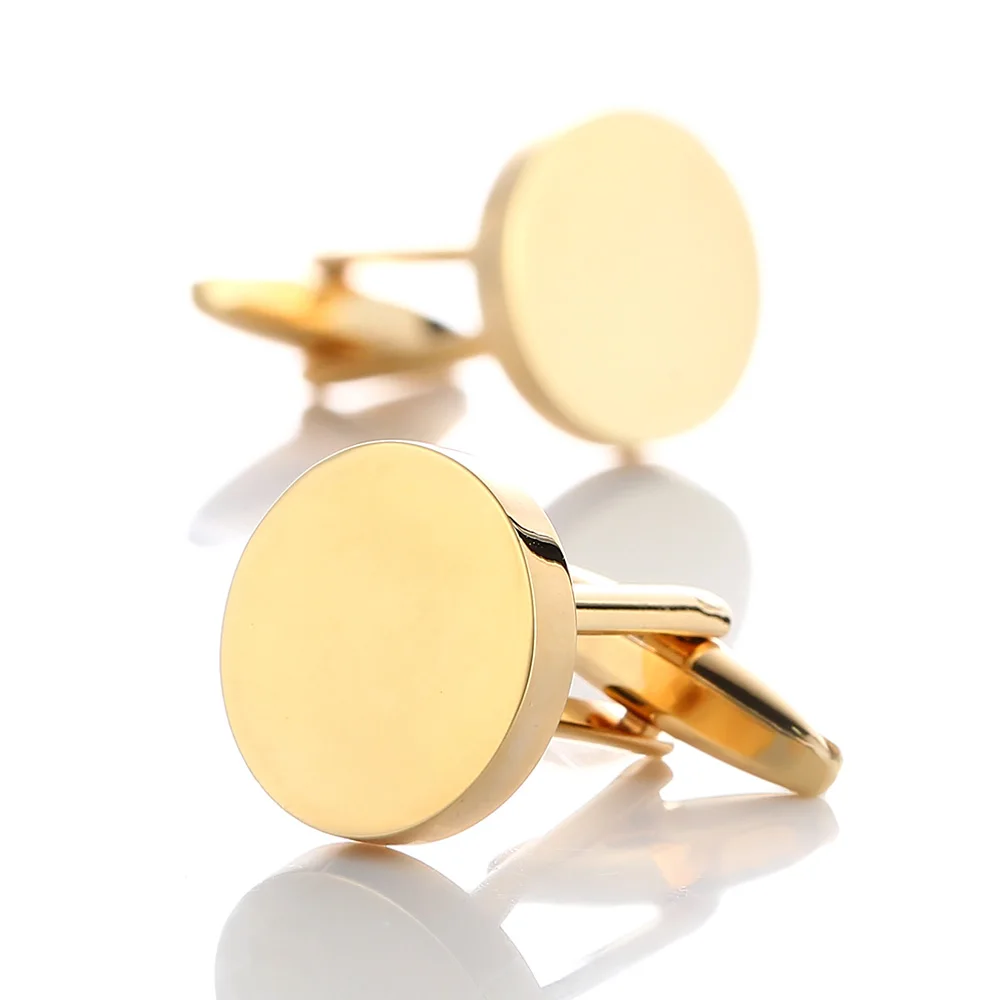 High Quality Blank Mens Cufflinks French Style Shirt Gold Plated Simple ...
