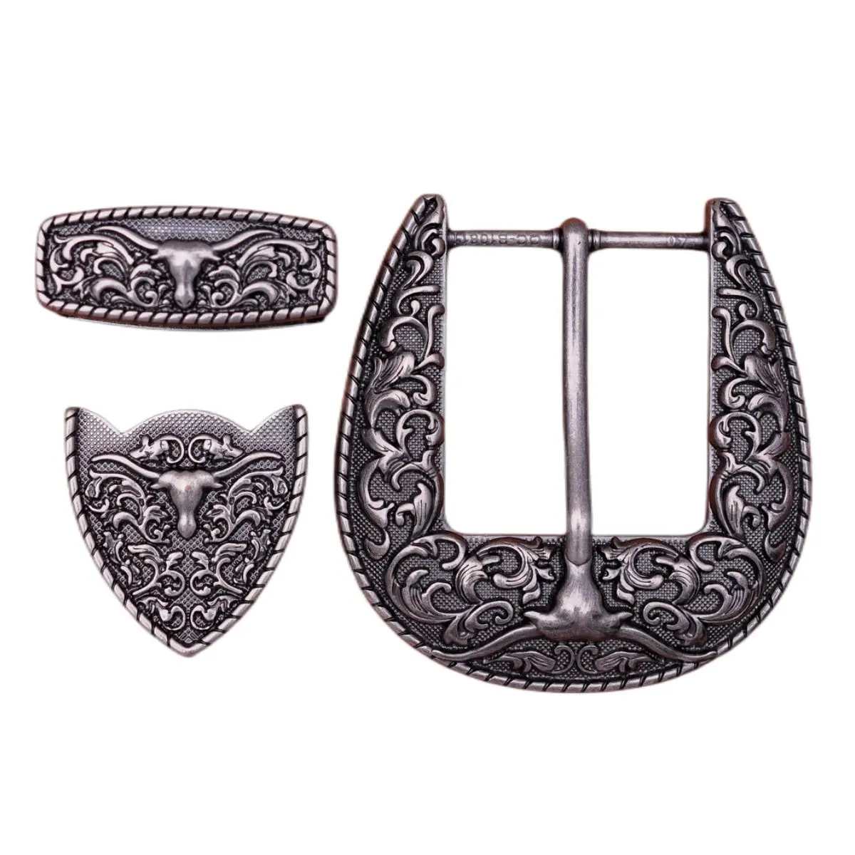 Heavy-Strong-Antique-Silver-Floral-Western-Cowboy-Longhorn-Bull-SKull ...