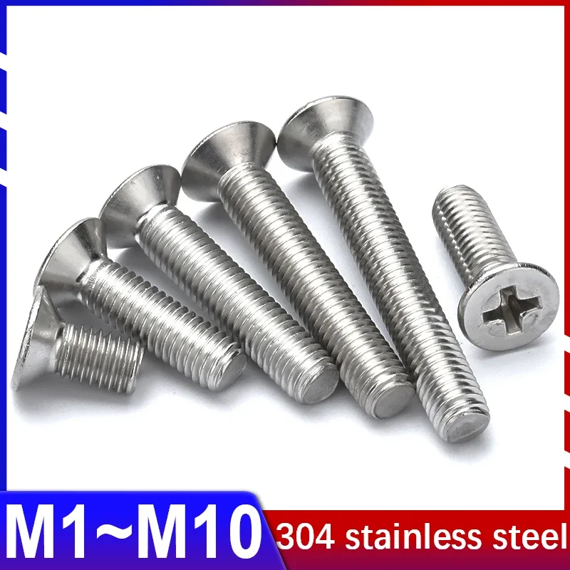 M3-M3-5-M4-M5-M6-M8-M10-Lengthen-Cross-Countersunk-Head-Screw-KM-Flat ...