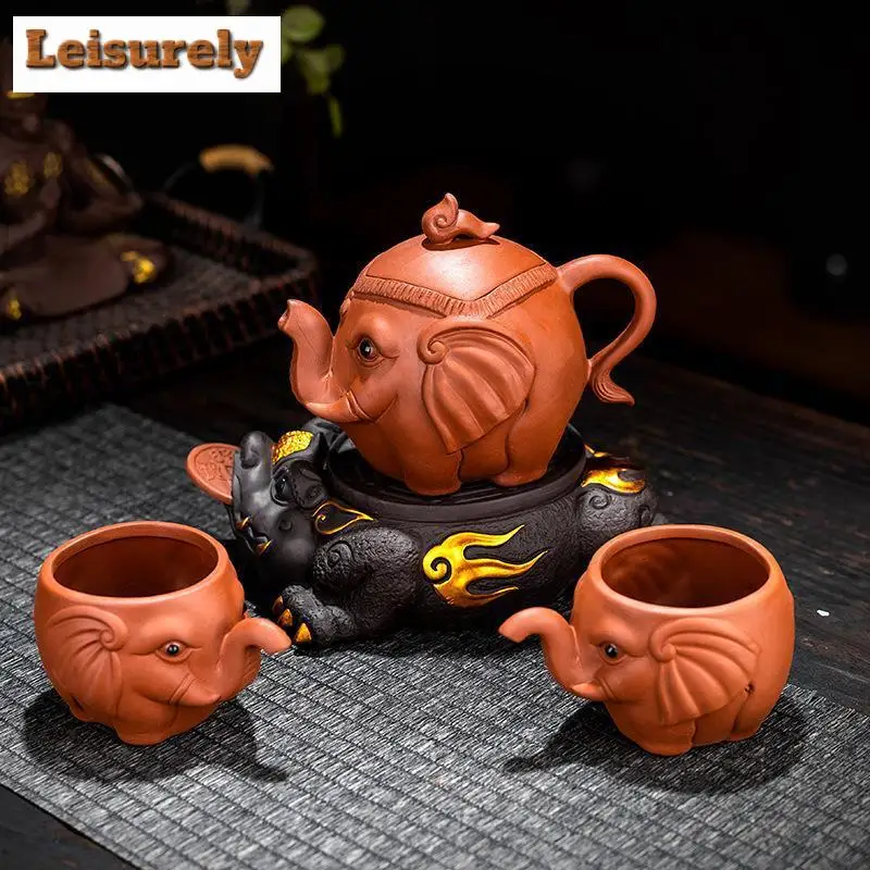 Creative-Purple-Clay-Teapot-Cute-Elephant-Model-Filter-Kettle-Household ...