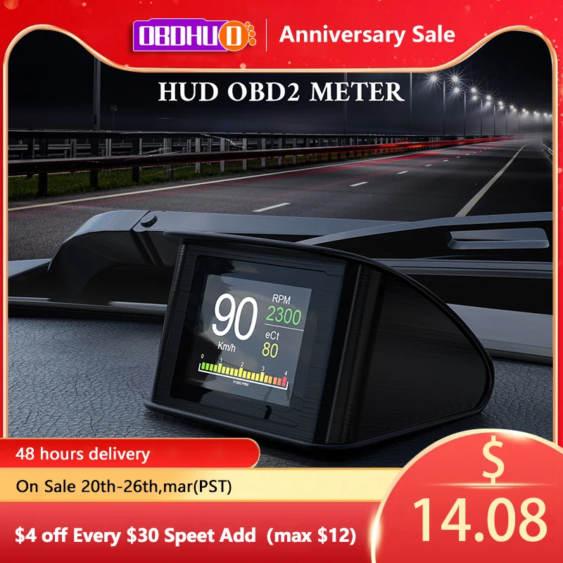 Obdhud p10 hud obd2 cabeça up display carro a bordo computador digital ...