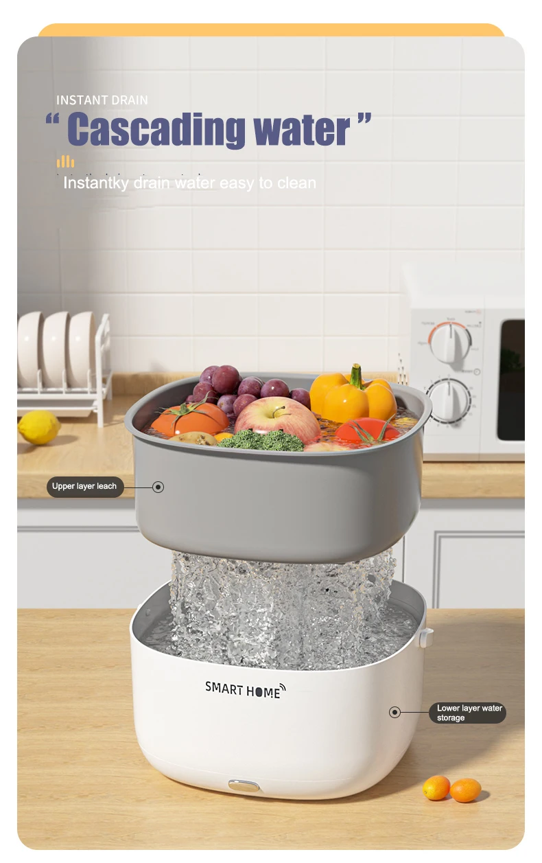 Electric Vegetable Washer Ultrasonic Washing Basket Food Purifier ...