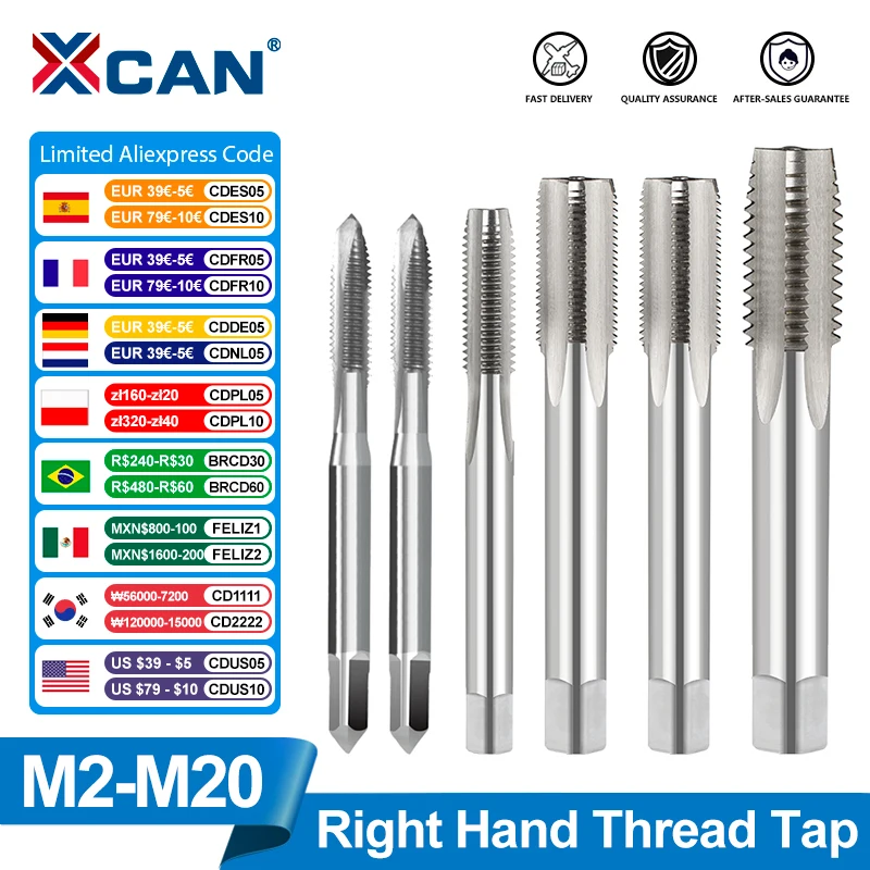 XCAN-1pc-Right-Hand-Thread-Tap-HSS-Machine-Plug-Tap-Metric-Screw-Tap ...