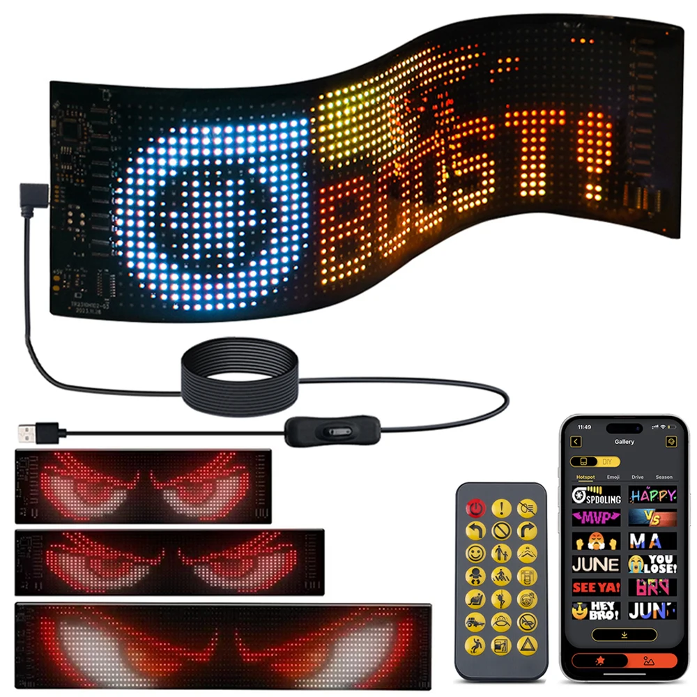 USB-LED-Matrix-Pixel-Panel-Flexible-Car-Animation-Display-5V-LED-Signs ...