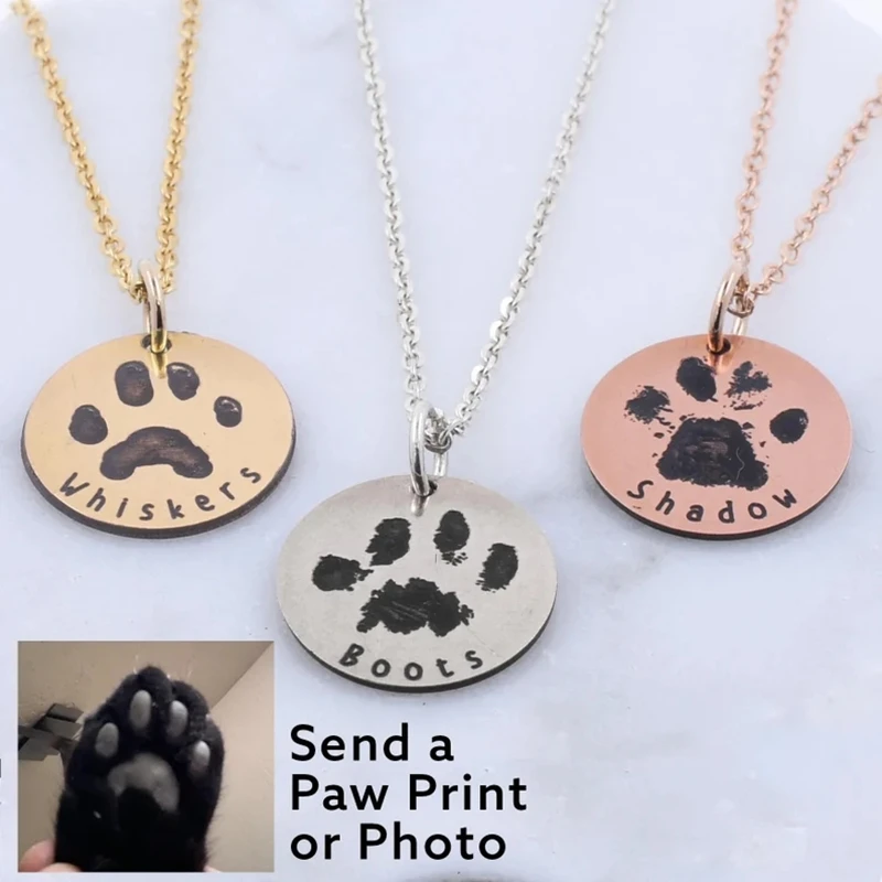 Personalized Necklace Paw | Personalized Paw Print Jewelry - Custom ...