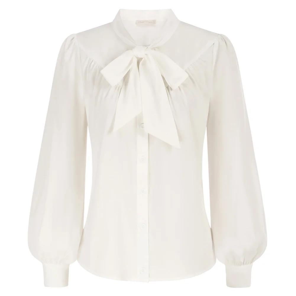 Belle-Poque-Womens-Bow-Knot-Decorated-Shirt-Victorian-Vintage-Blouse ...