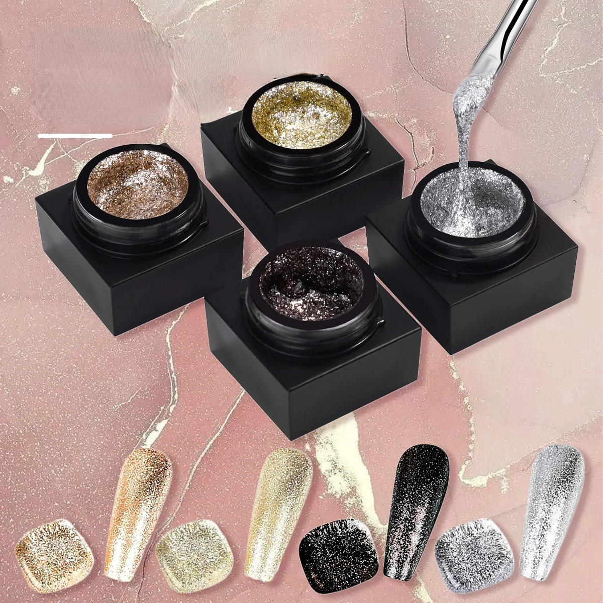 New-Flash-Nail-Polish-Gel-Painted-Nail-Gel-Metal-Platinum-Gel-Glitter ...