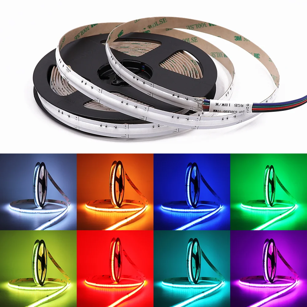 RGBCCT RGBCW RGB COB LED Strip Light DC 12V 24V Flexible LED Ribbon ...