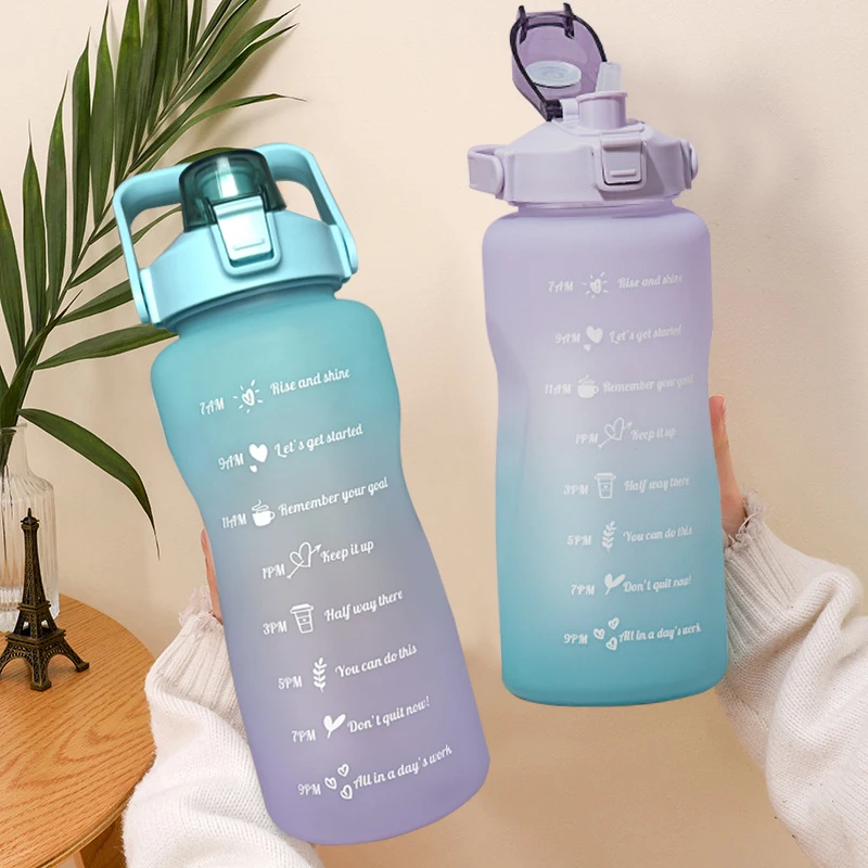 2L-Large-Capacity-Water-Bottle-Straw-Cup-Gradient-Color-Plastic-Water ...