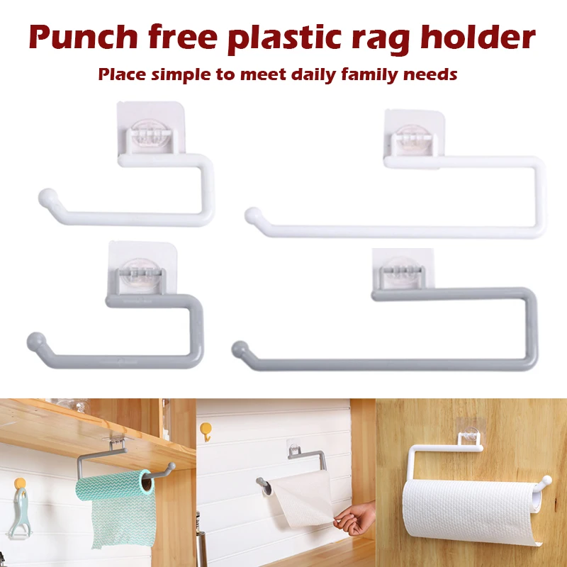 No-Punching-Tissue-Hanger-Plastic-Paper-Roll-Holder-Wall-Mounted-Towel ...