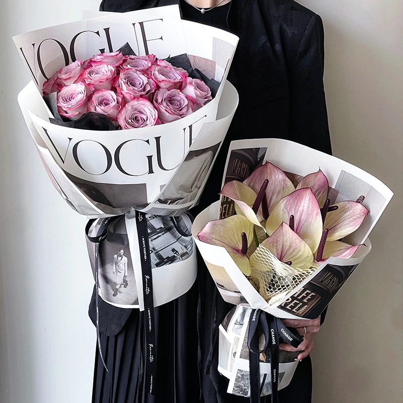 Magazine Pictorial Style Flower Wrapping Paper Vintage Art Kraft Paper ...