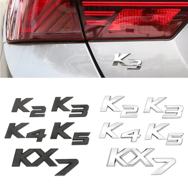 3D Metal Chrome Black K2 K3 K4 K5 KX7 Letters Logo Rear Boot Trunk ...