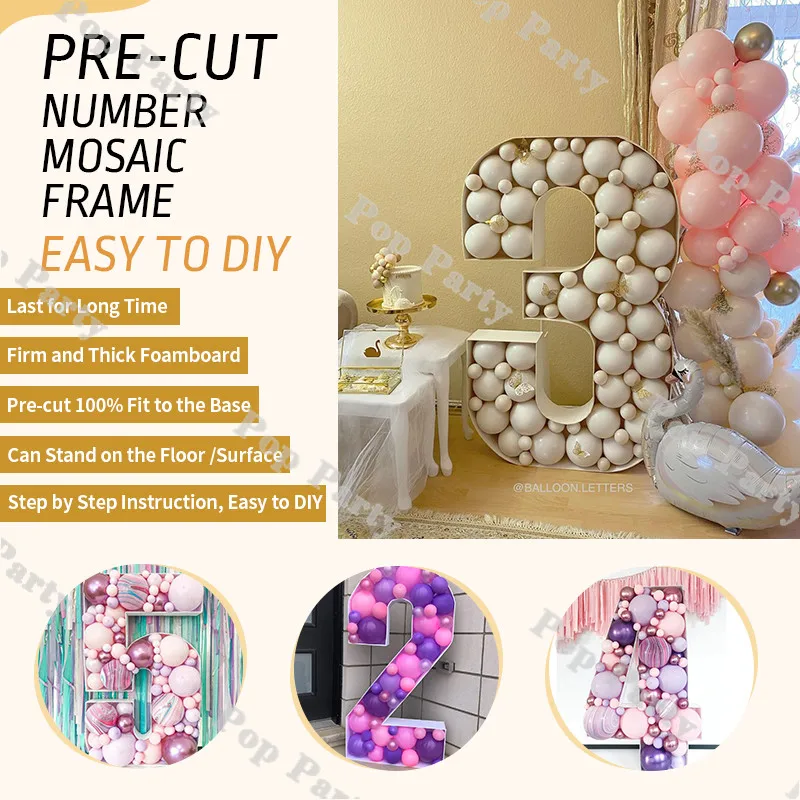 73-100-120cm-Mosaic-Number-Filling-Box-PRE-CUT-Giant-Balloon-Number-0-9 ...