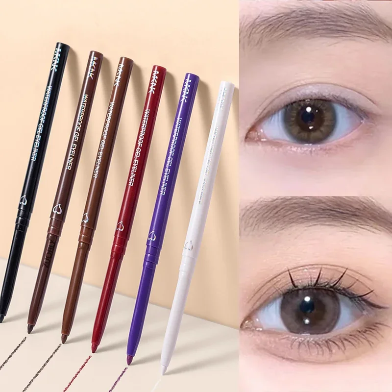 Waterproof Eyeliner Gel Pencil Red Brown Lying Silkworm Pen Soft Easy ...