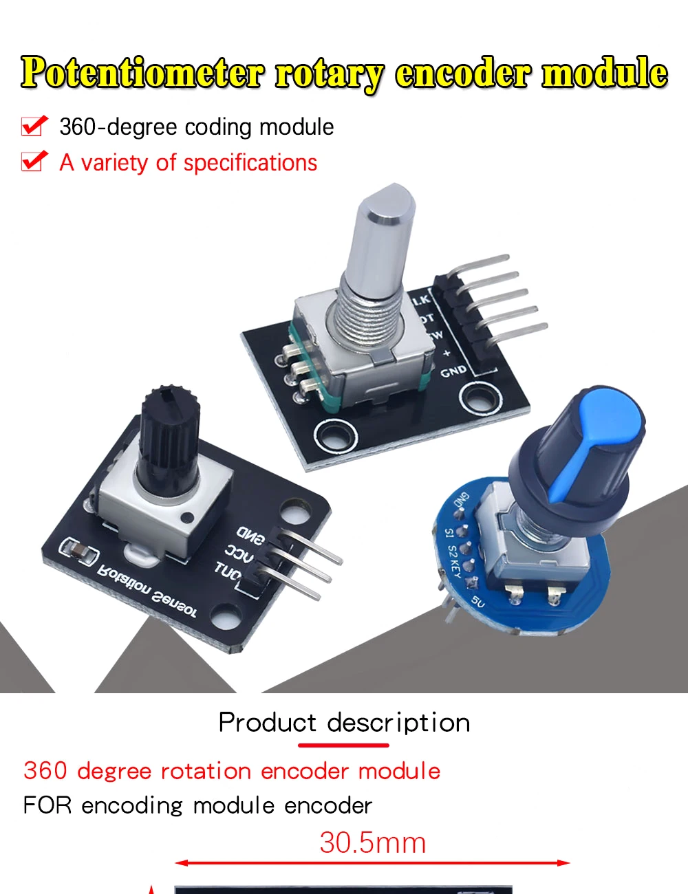 Circuits intégrés,Kaki--Module D'encodeur Rotatif Pour Le Développement ...