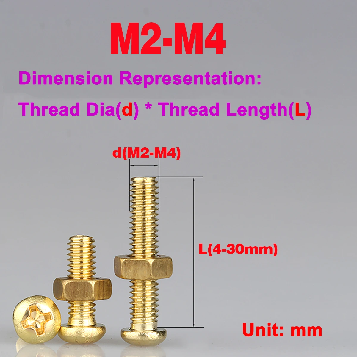 Copper-Round-Head-Cross-Machine-Screw-Pan-Head-Screw-With-Hexagon-Nut ...