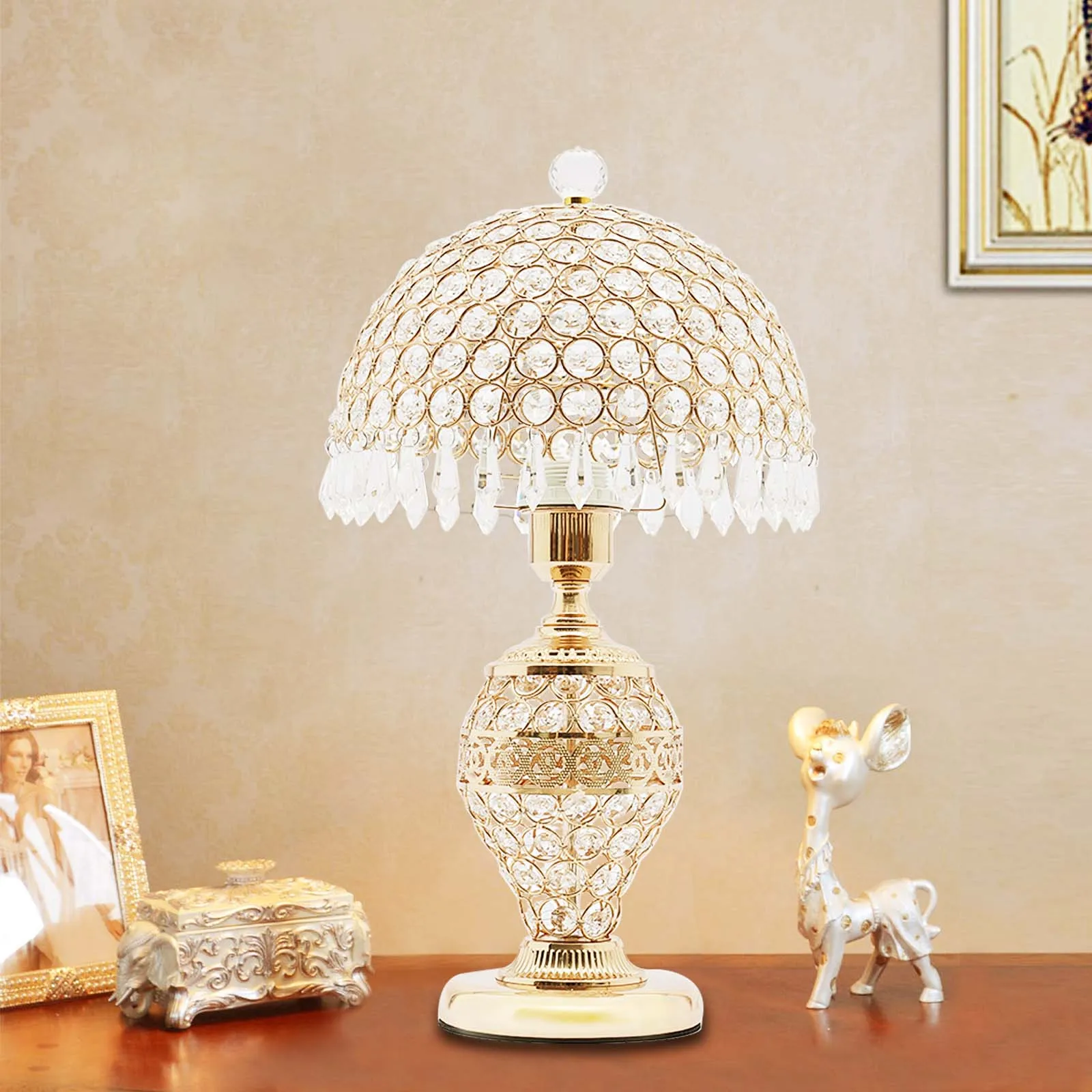 Modern Crystal Table Lamp with ON/Off Switch ,Nightstand Decorative ...