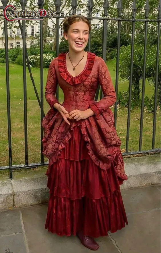 Enola-Robe-de-Bal-Rouge-Victorienne-pour-Cosplay-Costume-de-Cosplay ...