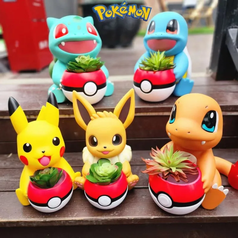 25cm Pokemon Flowerpot Pikachu Charizard Squirtle Bulbasaur Peripheral ...