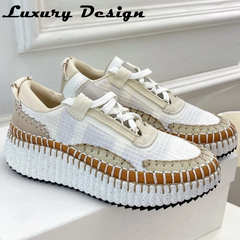 Luxury Designer Sneakers Women Thick Sole Mixed Colors Brand Sport ...