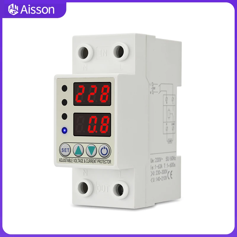 Din-Rail-Adjustable-Over-Voltage-Current-and-Under-Voltage-Protector ...