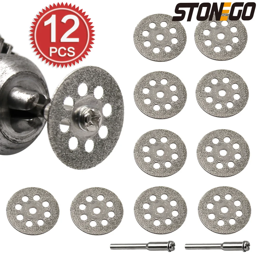 STONEGO-12Pcs-Set-Mini-Sharp-Diamond-Cut-Off-Rotary-Tool-Cutting-Disc ...