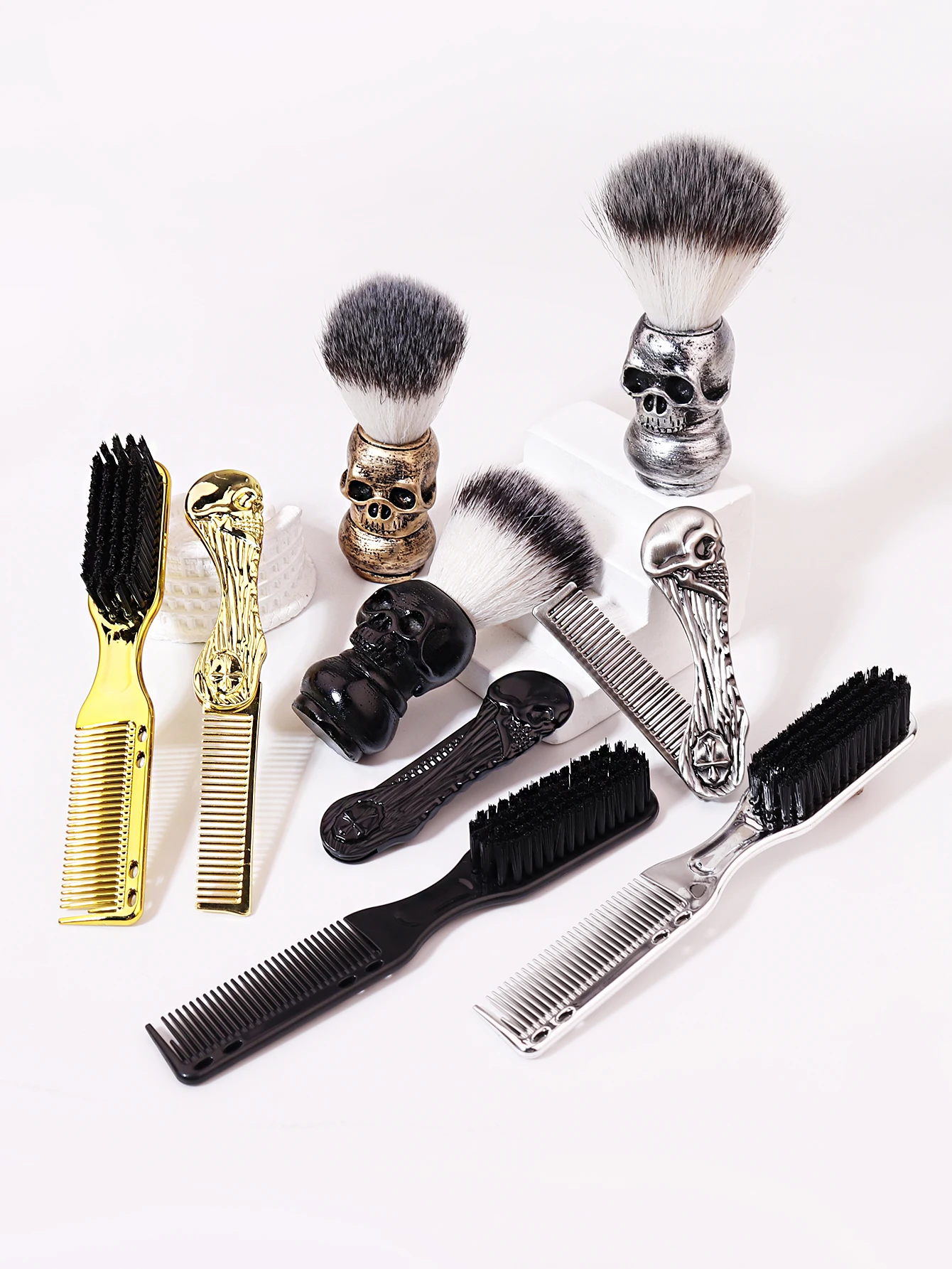 3PCS-styling-beauty-tools-stainless-steel-skull-styling-comb-men-s ...