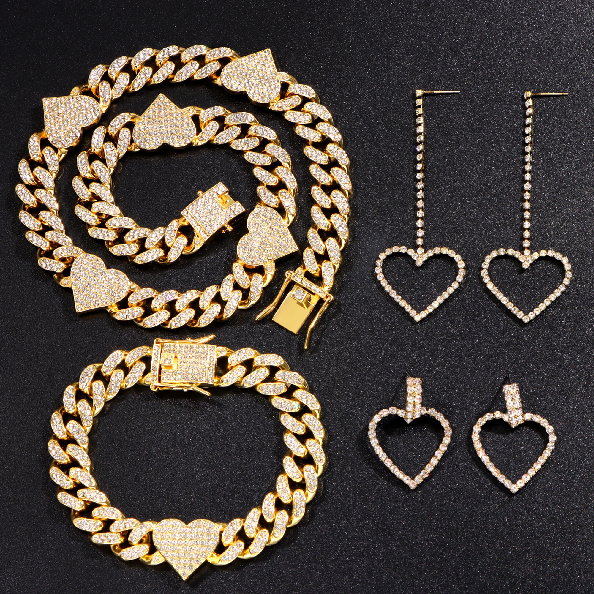 Conjunto-de-collar-de-coraz-n-de-moda-para-mujer-joyer-a-ostentosa ...