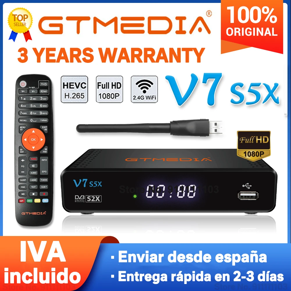 DVB S2 Gtmedia V7 S2X/S5X/HD Satellite Receiver H.265 with Usb WiFi ...