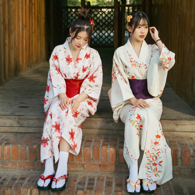 Women-s-Floral-Print-Yukata-Long-Robe-Oriental-Japanese-Traditional ...