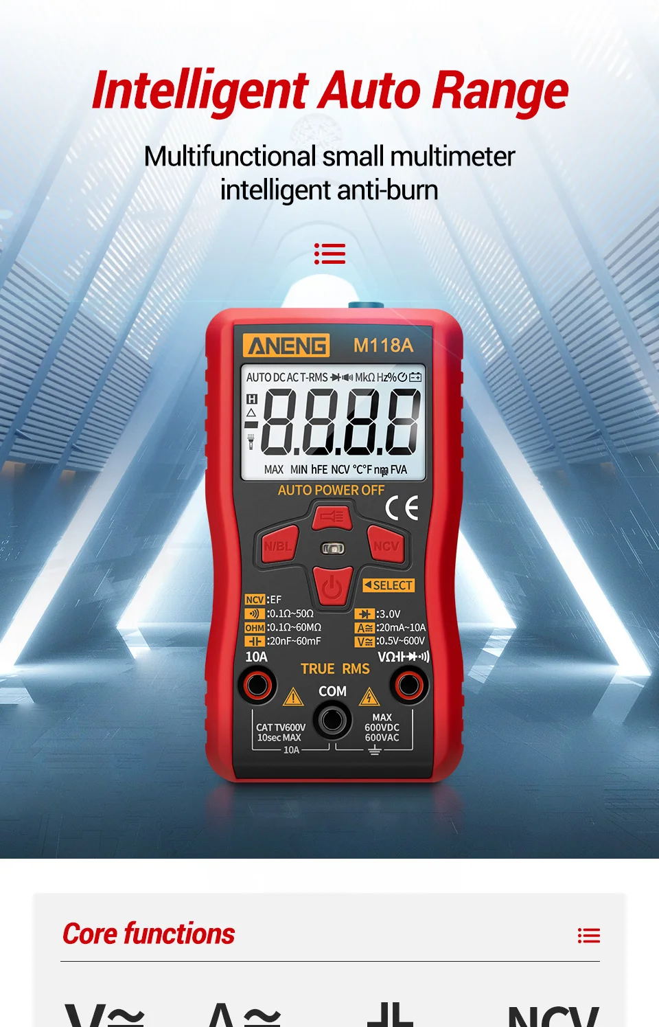 Aneng M118a Digital Mini Multimeter Tester Auto Mmultimetro True Rms ...