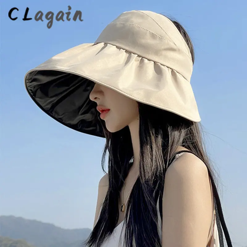 여성용 더블 어부 자외선 차단 모자 자외선 차단 비닐 코팅 자외선 차단 야외 접이식 여름 Aliexpress