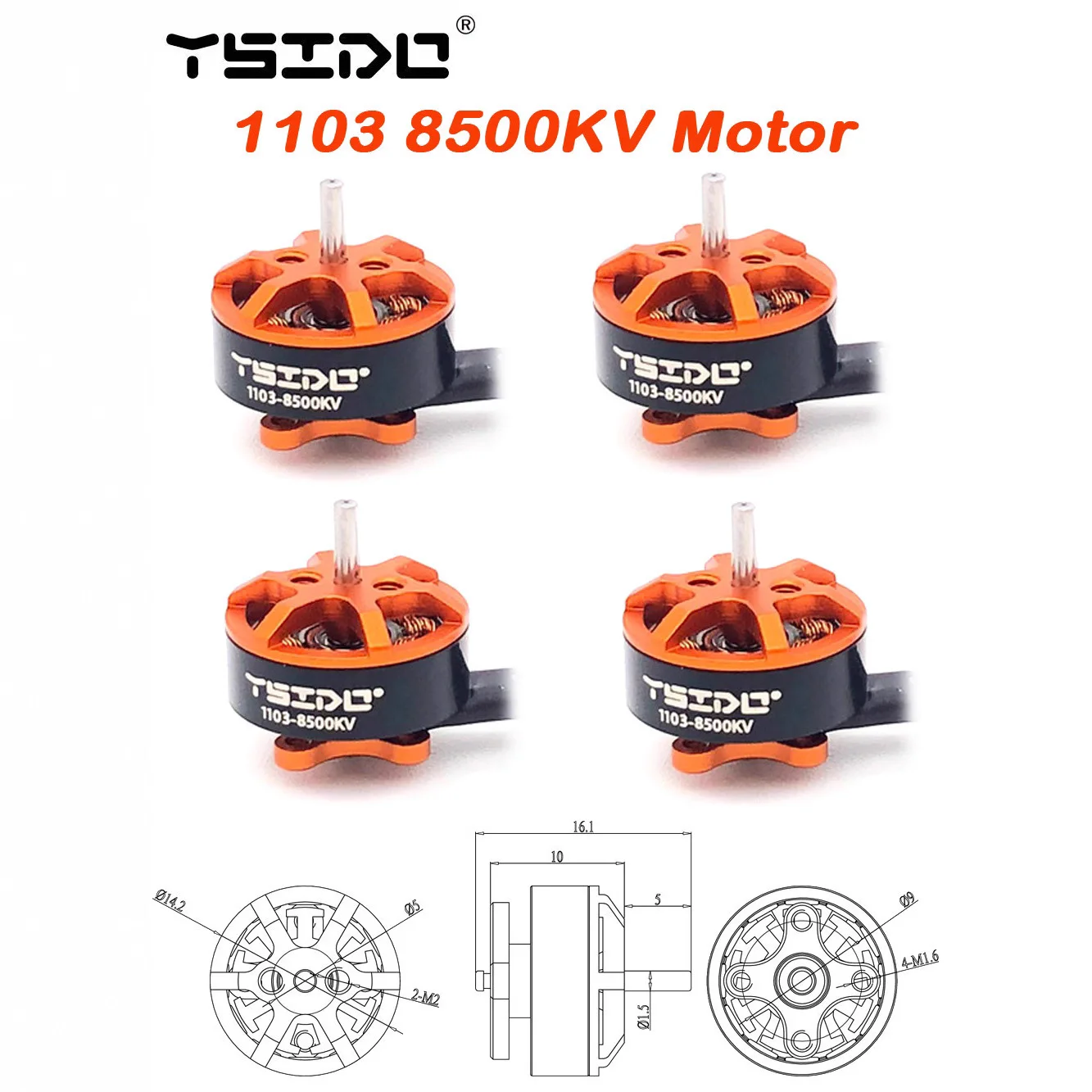 1103-8500KV FPV Racing Drone Motor - Stator diameter, 2mm Shaft, for 3. ...