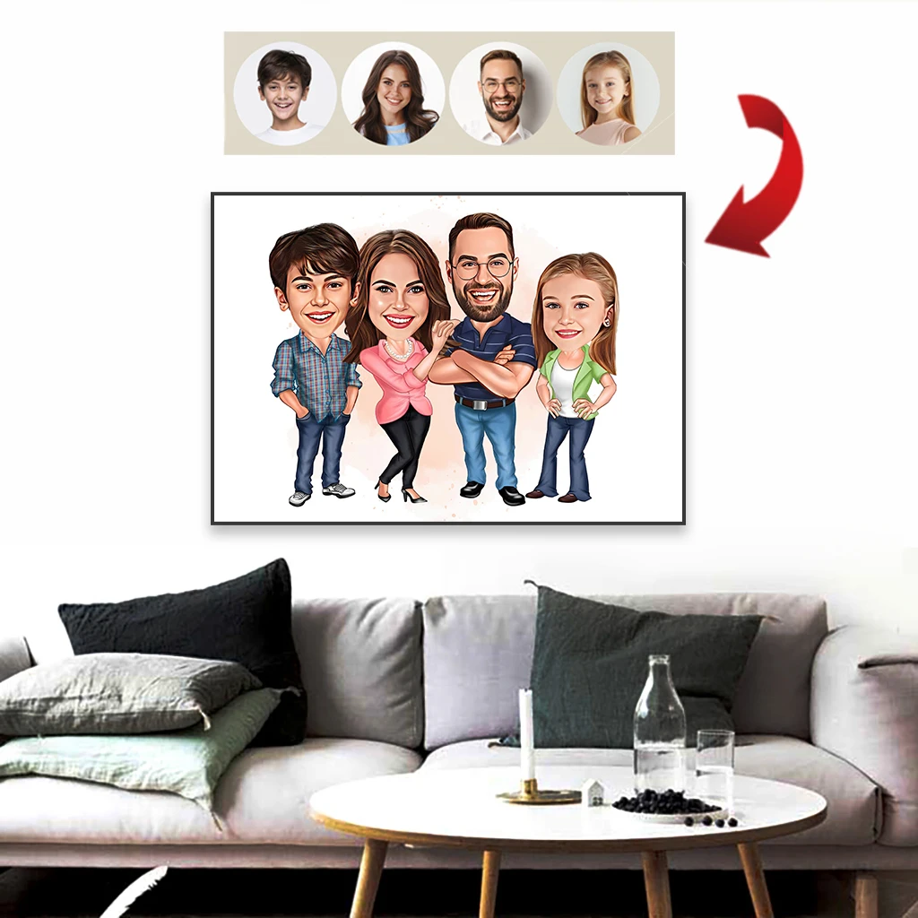 Custom-Family-Cartoon-Portrait-Poster-Gift-for-Family-Wall-Decor ...