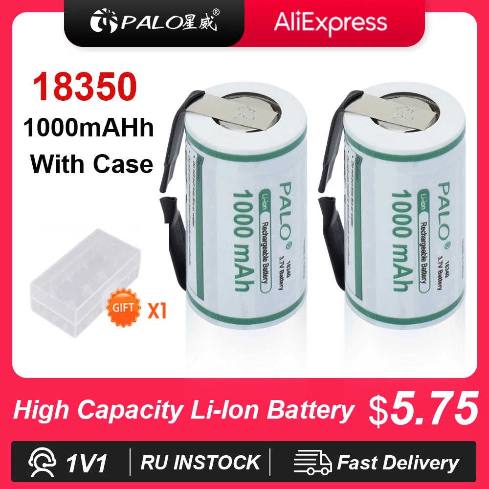 PALO-2-8PCS-18350-Lithium-Battery-3-7V-Rechargeable-Li-ion-18350-Cells ...