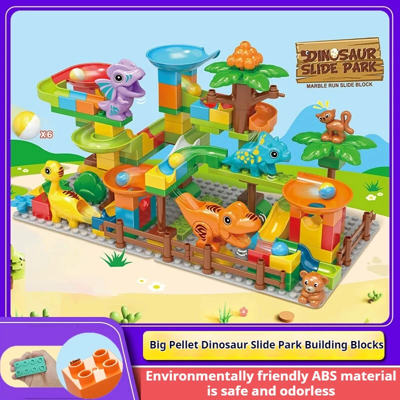 Dinosaur-Marble-Run-Large-Building-Blocks-STEM-Ball-Race-Track-for-Boys ...