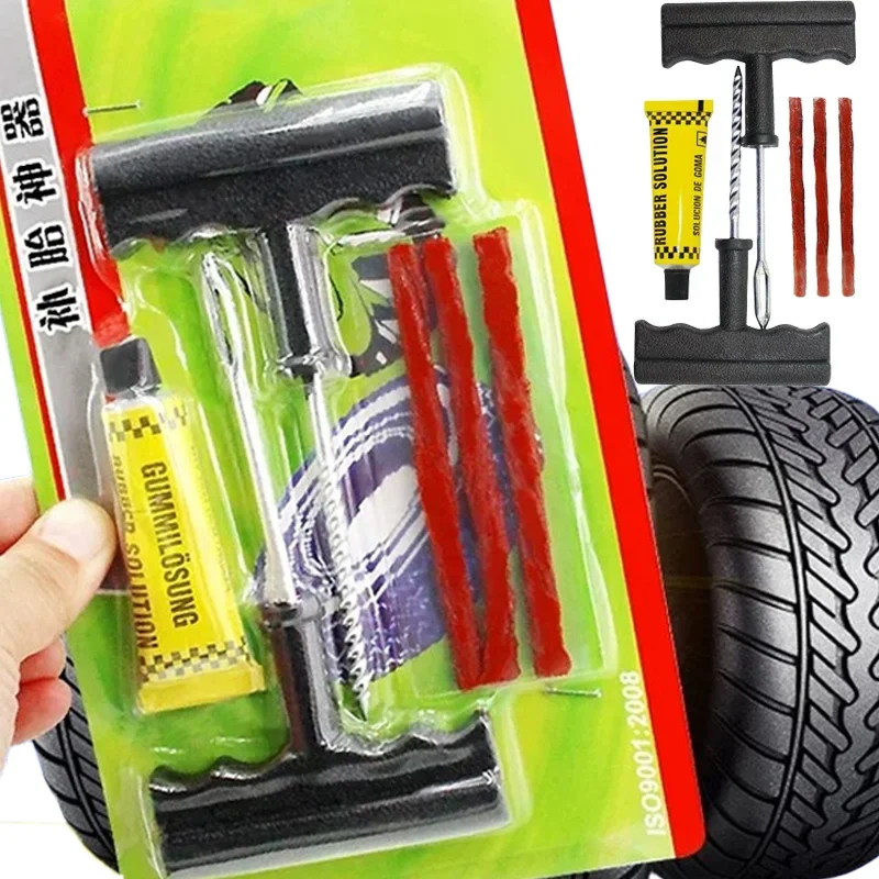 Car-Tire-Repair-Tool-Kit-with-Rubber-Strips-Tubeless-Tyre-Puncture ...
